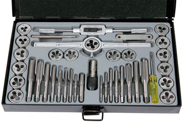 Набор метчиков и плашек 4NC40 - 1/2NF20, дюймовая резьба, 40 пр ТЕХРИМ ...