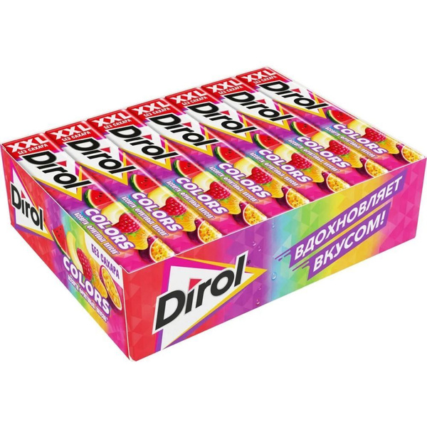 DIROL / ДИРОЛ COLORS XXL Жевательная резинка, Ассорти фруктовое ...