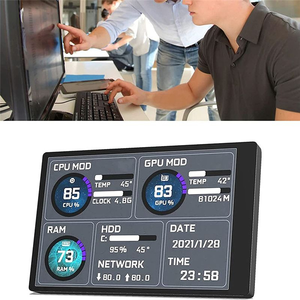 Монитор ПК, 3,5-дюймовый IPS USB мини-экран CPU Ram HDD Дисплей ...