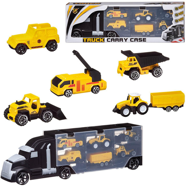 Машинка Junfa Автовоз с 5 строительными машинками и прицепом - купить с доставкой по выгодным ...