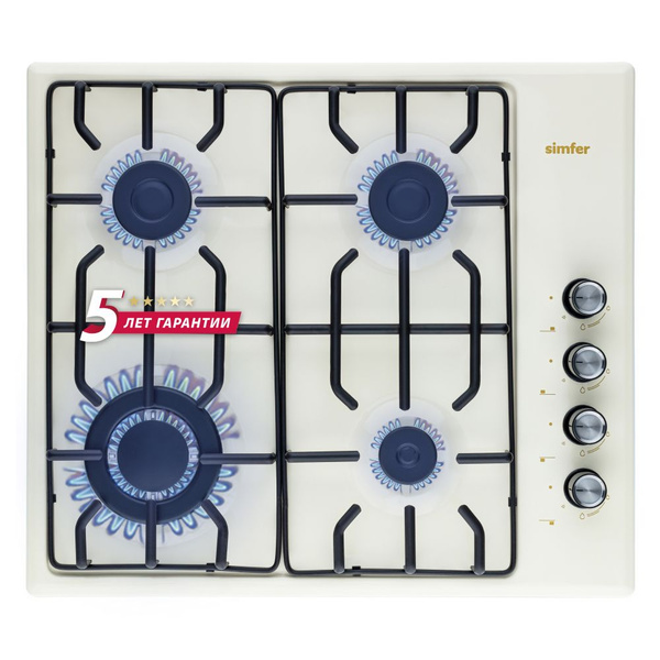 Газовая варочная панель Simfer 60см / газ-контроль / электроподжиг / WOK конфорка ...