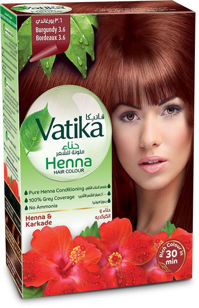 Dabur Vatika Натуральная краска для волос с хной Henna Natural Бургунди ...