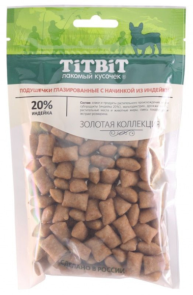 TiTBiT Подушечки глазированные с начинкой для собак Золотая коллекция ...