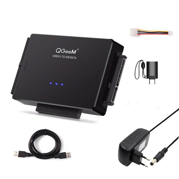 Адаптер с внешним питанием QGeeM SATA/PATA/IDE to USB 3.0 для жестких дисков 2,5", 3,5" (HDD ...