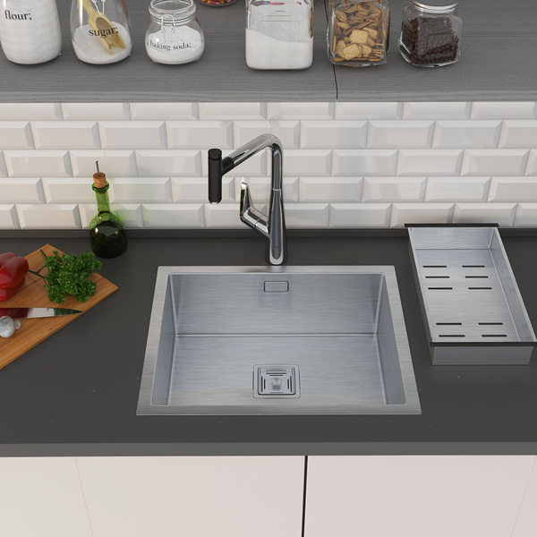 Кухонная мойка ROXEN 54*44 SATIN толщина 3мм нержавеющая сталь ручной полировки. В комплекте ...