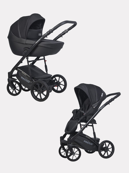 Коляска детская универсальная Riko Basic Pacco 2 в 1, 09 Black черный ...