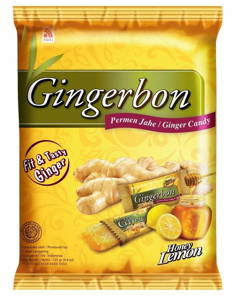 Конфеты имбирные мармеладные со вкусом мёда и лимона Ginger Candy Honey Lemon Gingerbon 125 гр ...