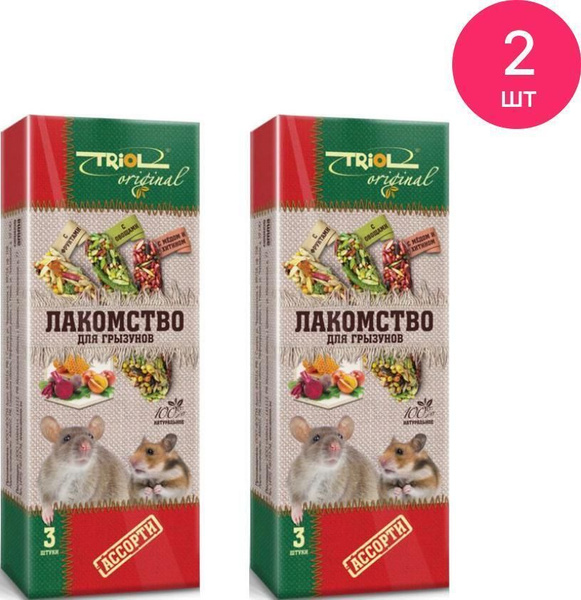 Лакомство для грызунов Triol / Триол Original Зерновая палочка ассорти ...