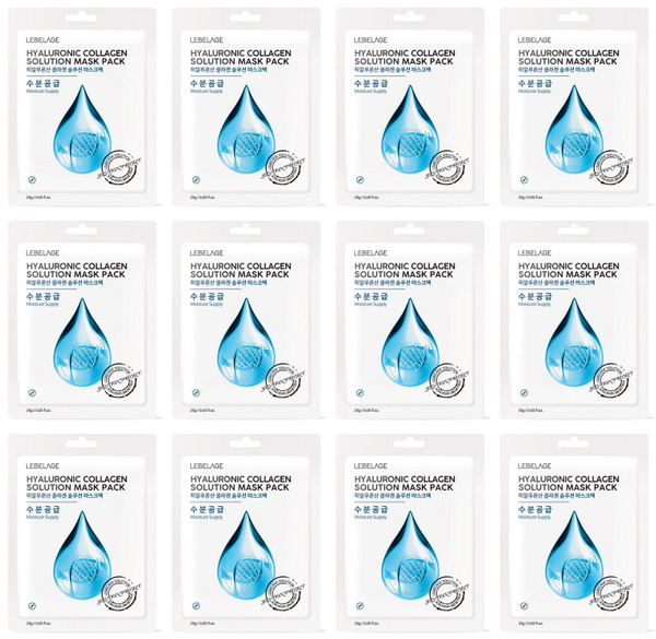 Lebelage Маска тканевая Hyaluronic collagen solution mask, 23 г, 12 шт ...