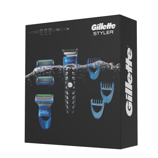 Мужской подарочный набор Gillette бритва Styler, 3 насадки, 3 сменные ...