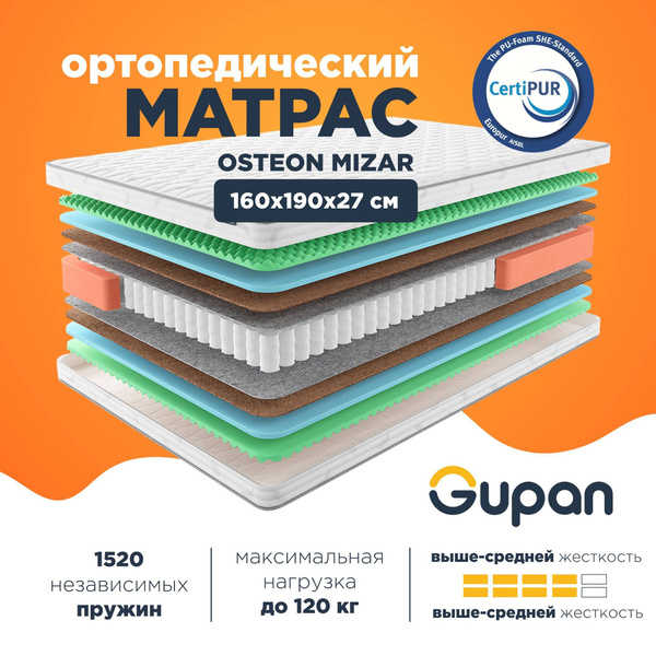 Матрас Gupan Osteon Henzen, Независимые пружины, 160 - купить по ...