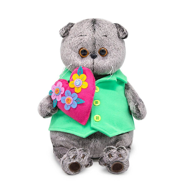 Мягкая игрушка Budi Basa Ks19-170 Кот Басик с сердцем в цветочек, 19 см - купить с доставкой по ...