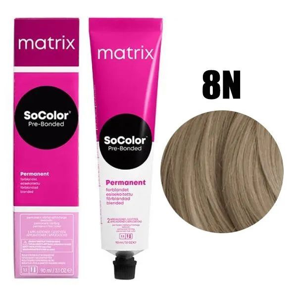 Matrix Перманентная краска для волос с бондером SoColor Pre-Bonded, 8N ...