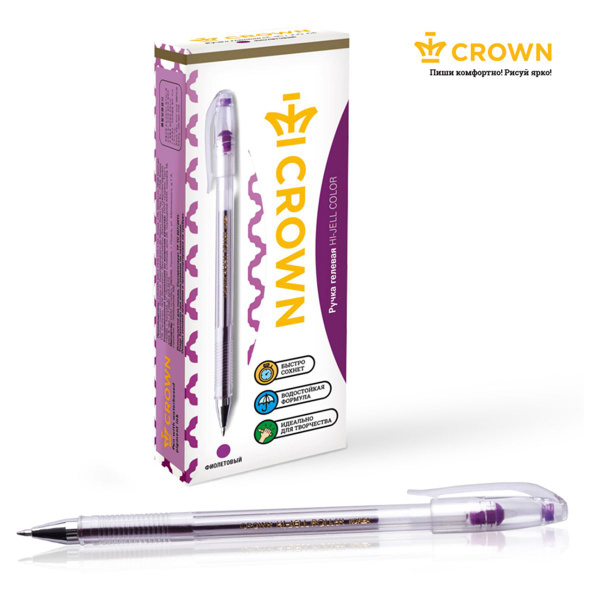 Набор гелевых ручек Crown "Hi-Jell Color" фиолетовая, 0,7мм, 12шт ...