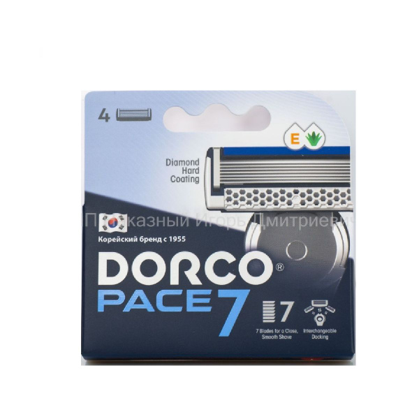 DORCO Сменные кассеты PACE7, 7-лезвийные, крепление PACE, увл.полоса (4 ...