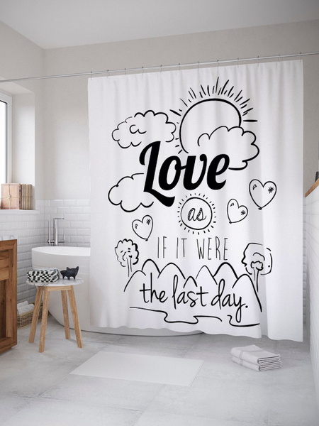 Штора для ванной 200x180 см JoyArty ширма плотные ширина 180 высота 200 для бани санузлов дома ...