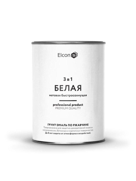 Грунт-эмаль Elcon по ржавчине 3 в 1 матовая белая 0,8 кг - купить с доставкой по выгодным ценам ...