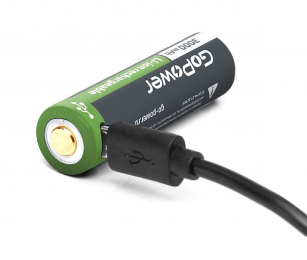 Аккумулятор бытовой 18650 Li-ion, 3.7В, 3000мАч, USB, с защитой ...