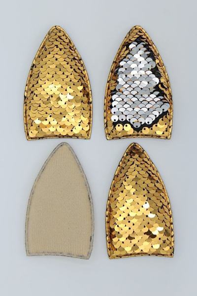 Патч 3D, с двухсторон. пайетками "Ушки вытянутые" 8*4,5 см (10 шт) SF-1881, золото купить на ...