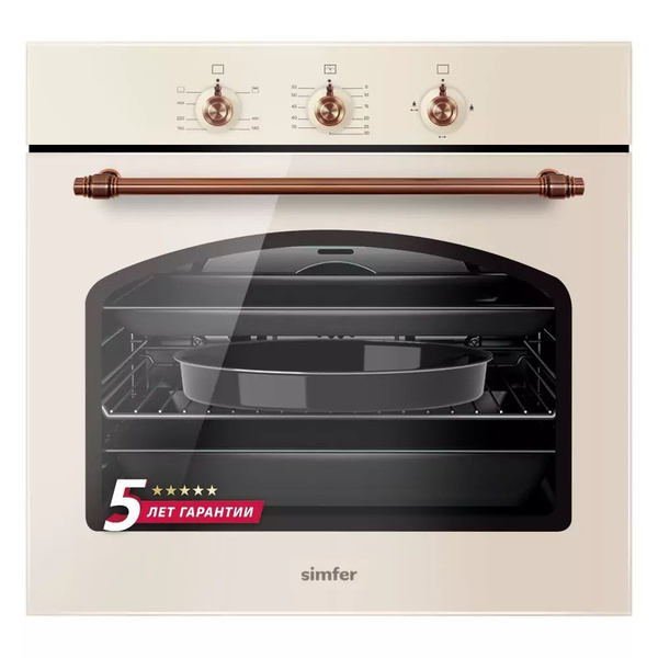 Газовый духовой шкаф Simfer B6GO12017 бежевый ретро, 7 режимов, гриль, ширина 60 см - купить с ...