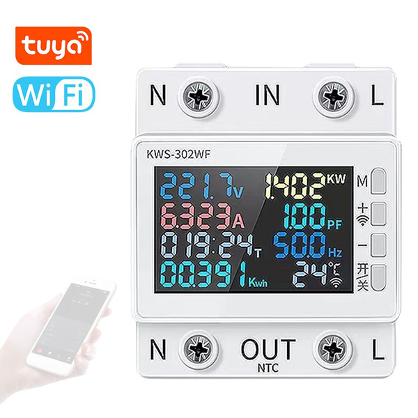 Счетчик электроэнергии, Tuya WiFi, установка на DIN-рейку, KWS-302WF, с ...