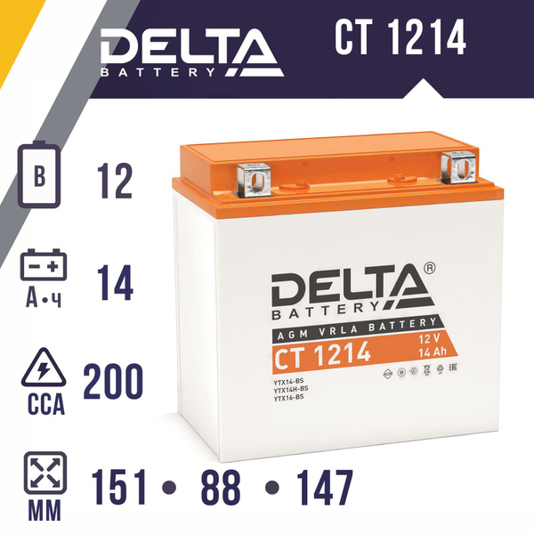 Аккумулятор для мототехники Delta Battery CT купить по выгодной цене в интернет-магазине OZON ...