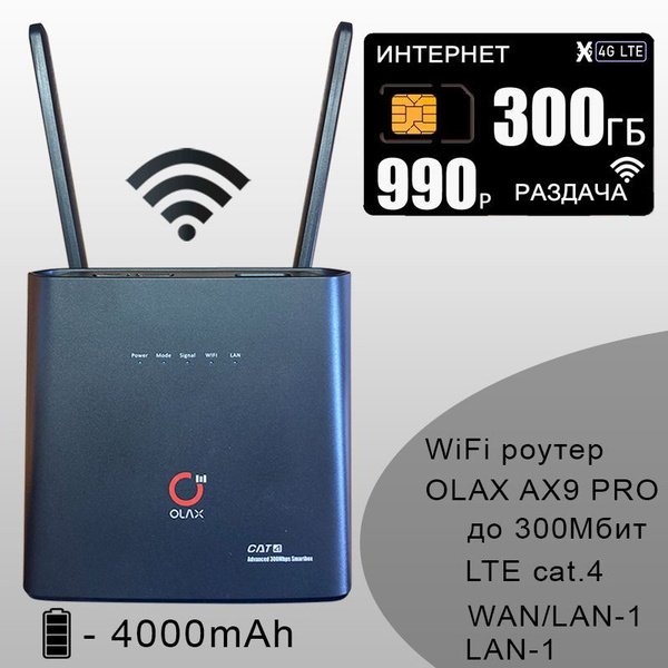 Роутер OLAX AX9 PRO с аккумулятором I сим карта I Комплект с интернетом ...