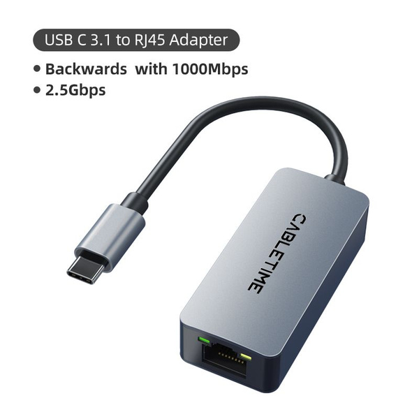CABLETIME 2,5 Гбит/с USB Ethernet-адаптер USB 3.1 LAN RJ45 Сеть для ...