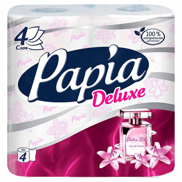 Papia Туалетная бумага 4 слоя Deluxe Dolce Vita 4 рулона - купить с ...