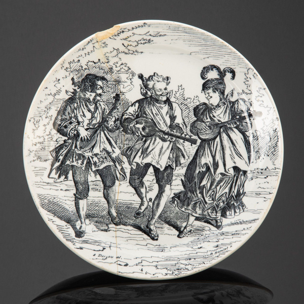 Тарелка декоративная юмористическая Nos marins Наши моряки, фаянс, роспись, Creil et Montereau ...