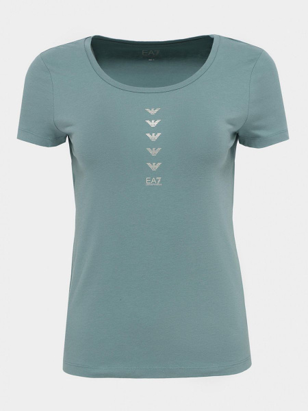 Футболка EA7, размер 44, 46, цвет голубой, светло-синий, 70% хлопок, 26% модал, 4% эластан ...