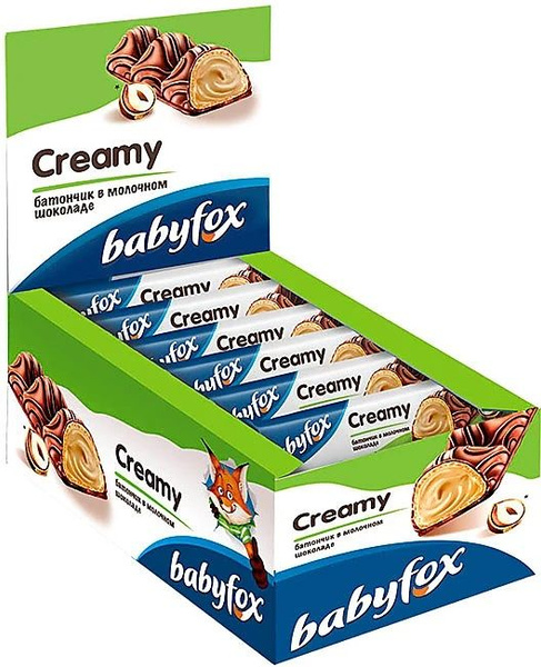 "BabyFox", батончик вафельный Creamy в молочном шоколаде, 23 г ...