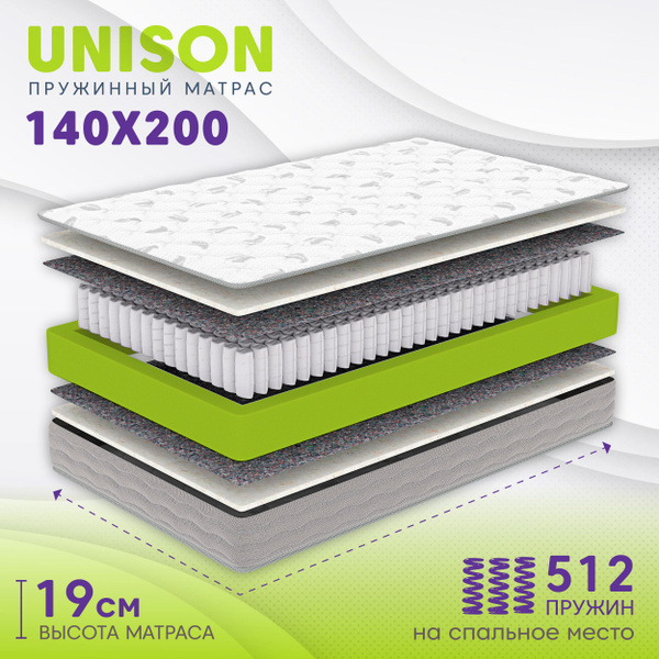 Матрас Unison FBS 14+19, Независимые пружины, 140x200 см купить c доставкой на OZON по низкой ...