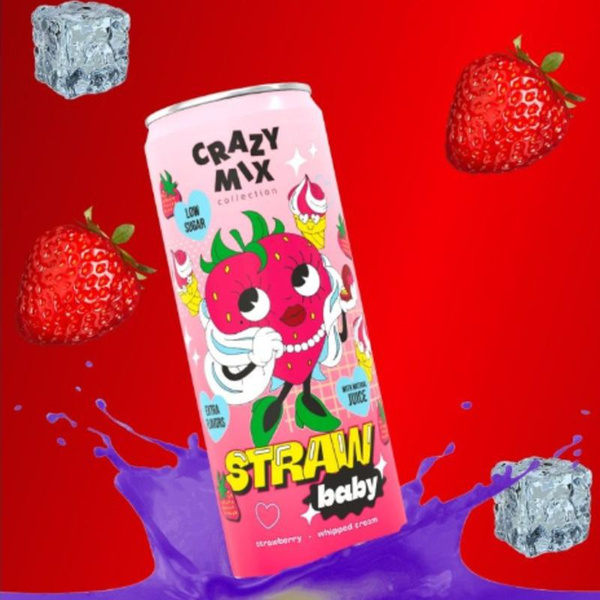 Напиток б/алк газированный CRAZY MIX StrawBaby (Клубника) 0.33 л ...