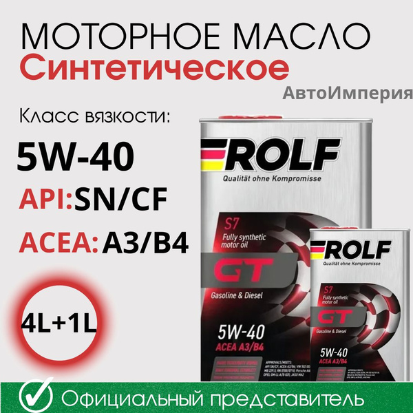 Масло моторное ROLF 5W-40 Синтетическое - купить в интернет-магазине ...