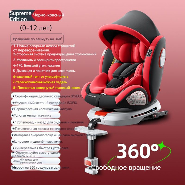 Детское автокресло с вращающимися на 360 градусов педалями и тентом без ...