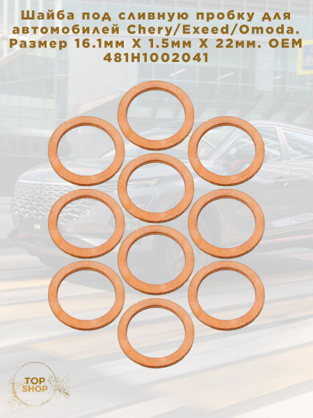Шайба под сливную пробку для автомобилей Chery/Exeed/Omoda. Размер 16 ...