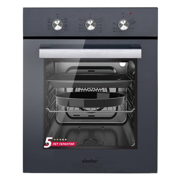 Электрический встраиваемый духовой шкаф Simfer, 9 режимов работы, конвекция, гриль, таймер, 49 ...