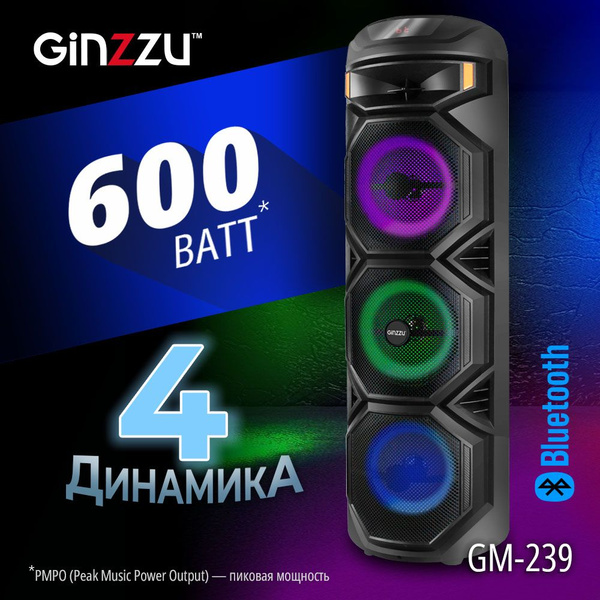 Беспроводная акустика Ginzzu GM-239, черно-серый - купить по низким ...