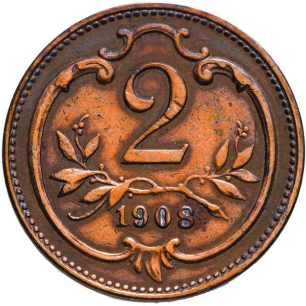 Австрия 2 геллера 1908, Бронза, в сохранности XF - купить в интернет-магазине OZON с быстрой ...