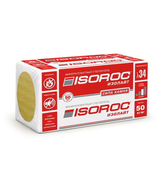 Минераловатный утеплитель ISOROC (ИЗОРОК) ИЗОЛАЙТ плотность 50 кг/м3 ...