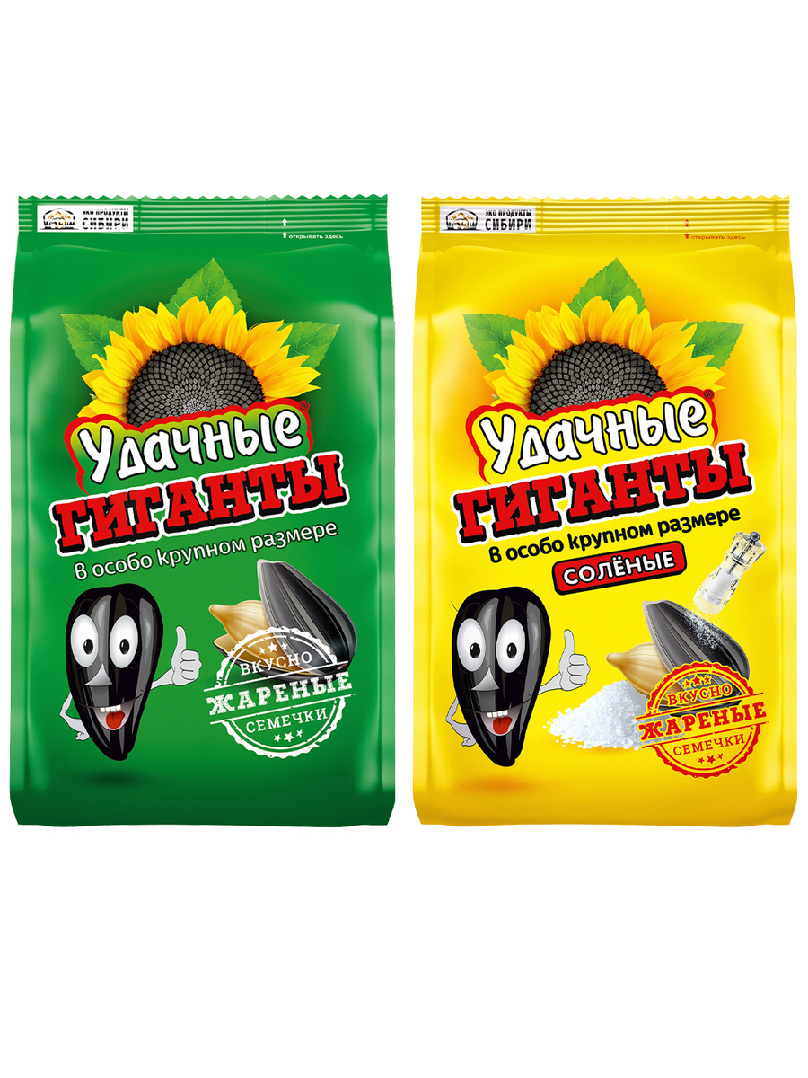Семечки подсолнечника уДачные ГИГАНТ, жареные воздухом, мытые, отборные ...
