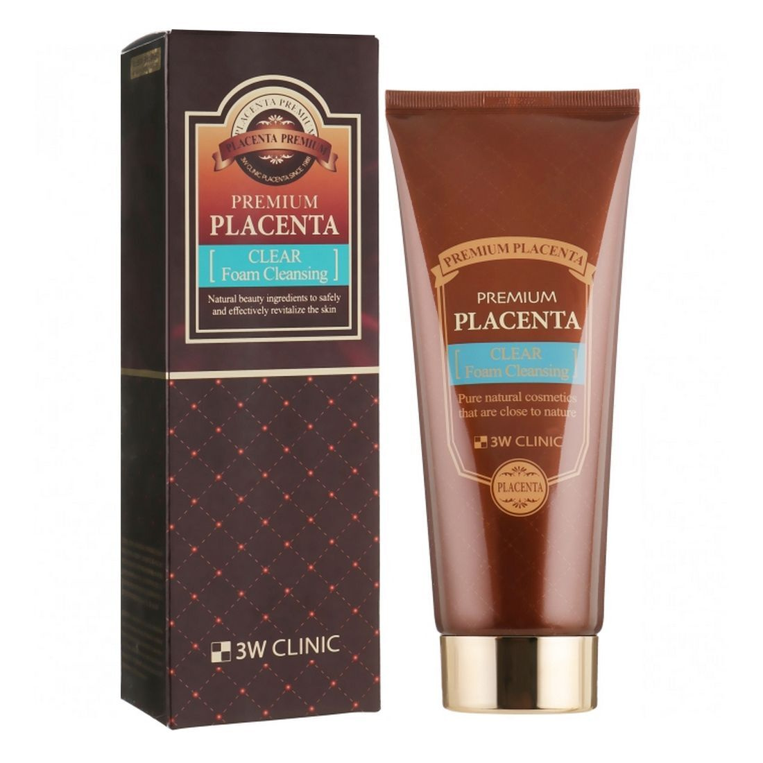 3W Clinic Premium Placenta Clear Foam Cleansing, Пенка для умывания с ...