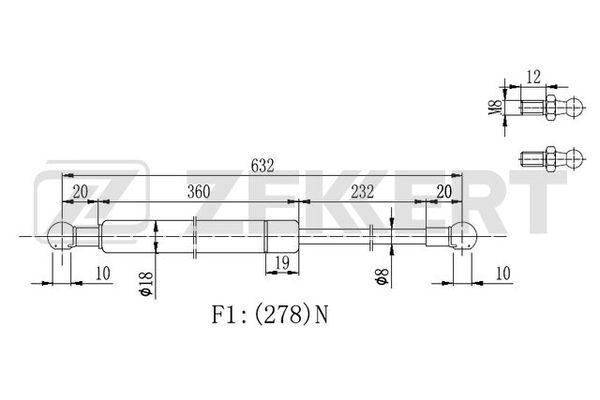 Пружина Газовая Капота Toyota Lc 200 07- Zekkert арт. gf-2251 - Zekkert арт. GF2251 - купить по ...