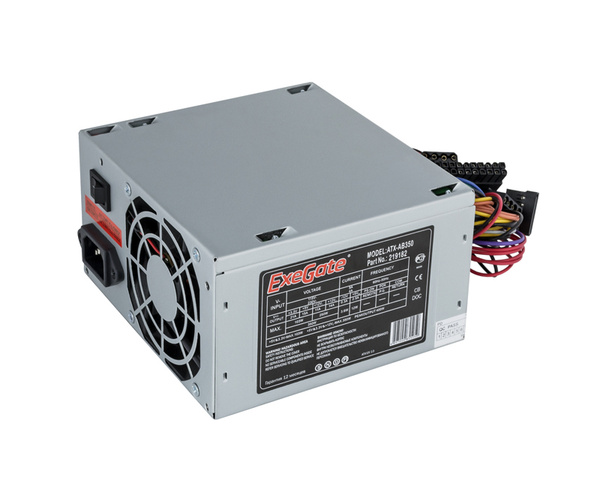 Exegate EX253681RUS / 255722 Блок питания 350W Exegate AA350, ATX, 8cm fan, 24+4pin, 2*SATA, 1 ...