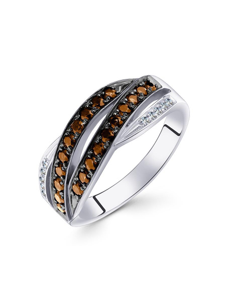 STREKOZA Кольцо серебряное женское / дорожка с коньячными фианитами / серебро 925 - купить с ...