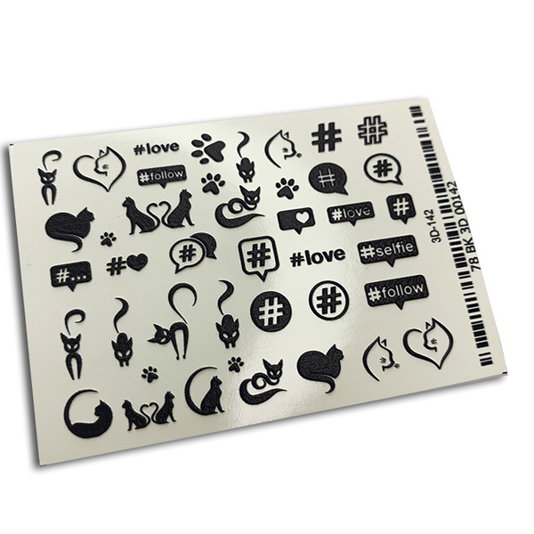 Anna Tkacheva, 3D слайдер для ногтей Кошки и Символы, 3D-142 черный - купить с доставкой по ...