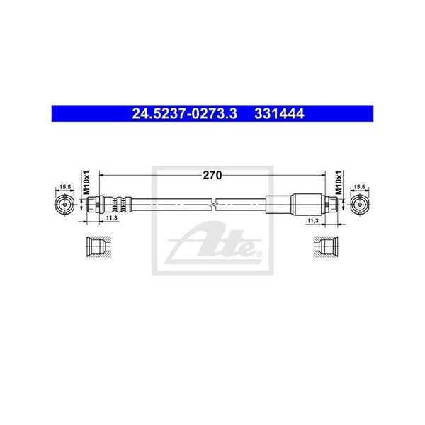 Шланг Тормозной Передний 270Mm Ate арт. 24.5237-0273.3 - Ate арт ...