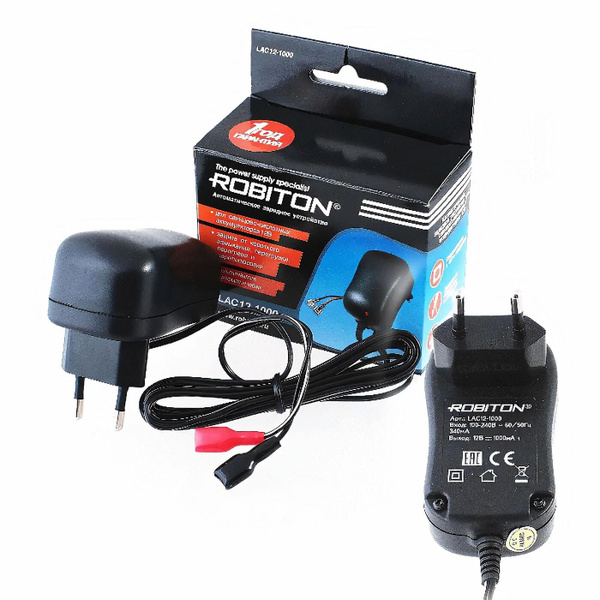 Зарядное устройство для аккумуляторных батареек Robiton, 12 В В, Защита от перегрузки по току ...