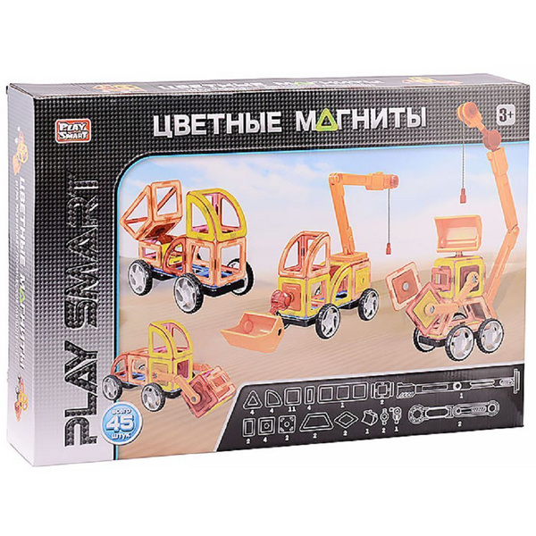 Конструктор магнитный 45 деталей, в коробке, Play Smart - купить с ...